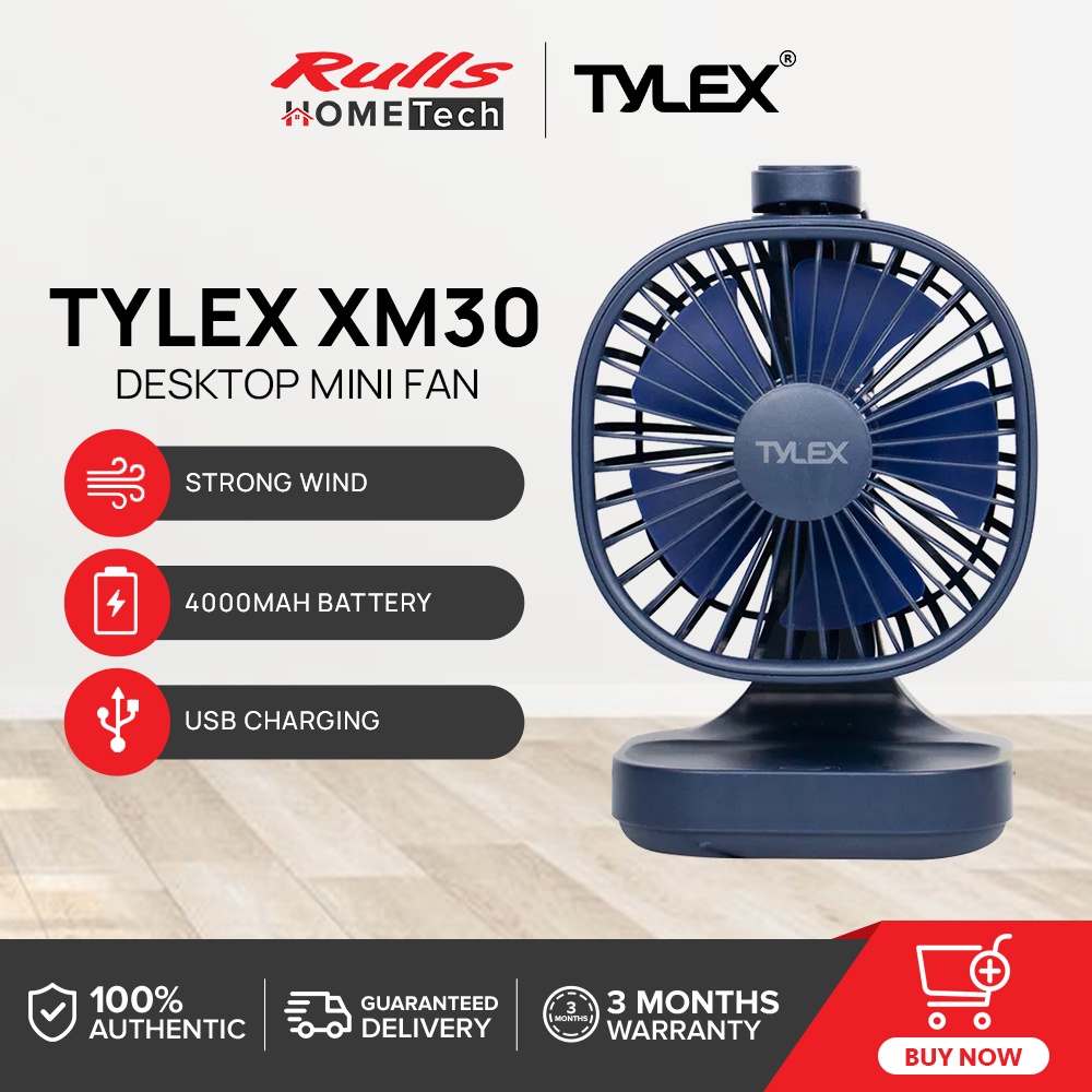 TYLEX XM30 Portable Desktop Mini Fan with 3 Gear Speed Adjustment Low ...