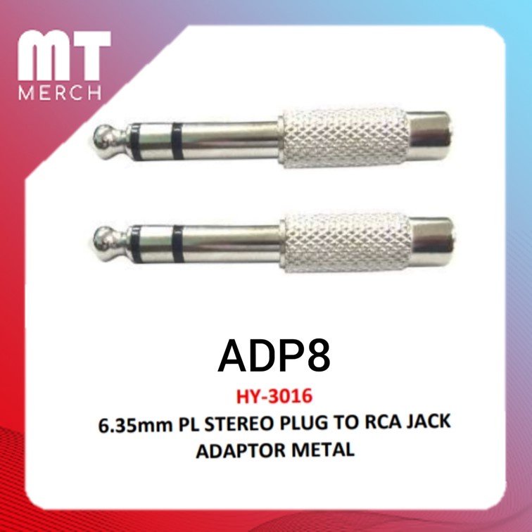 2pcs (ADP8) PL Stereo 6.35mm Plug to RCA Jack Adaptor Metal | Shopee ...