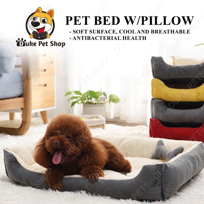 Crosshatch Flat Bed Pets Dogs Cats Bed W/ Free Pillow | Shopee Philippines
