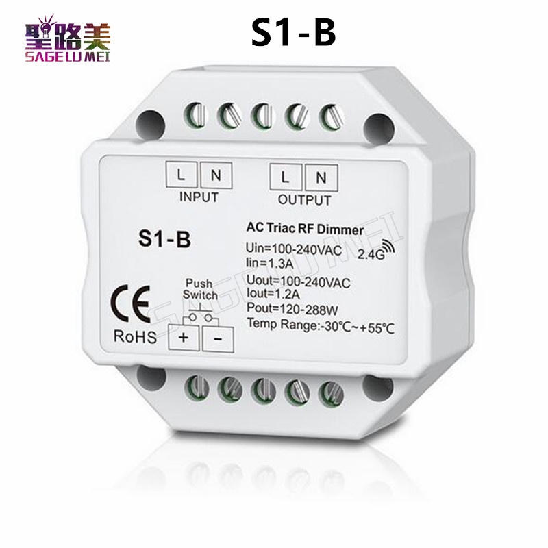 AC 110V - 220V S1-B Led Triac RF Dimmer use with R1 Remote 2.4GHz ...