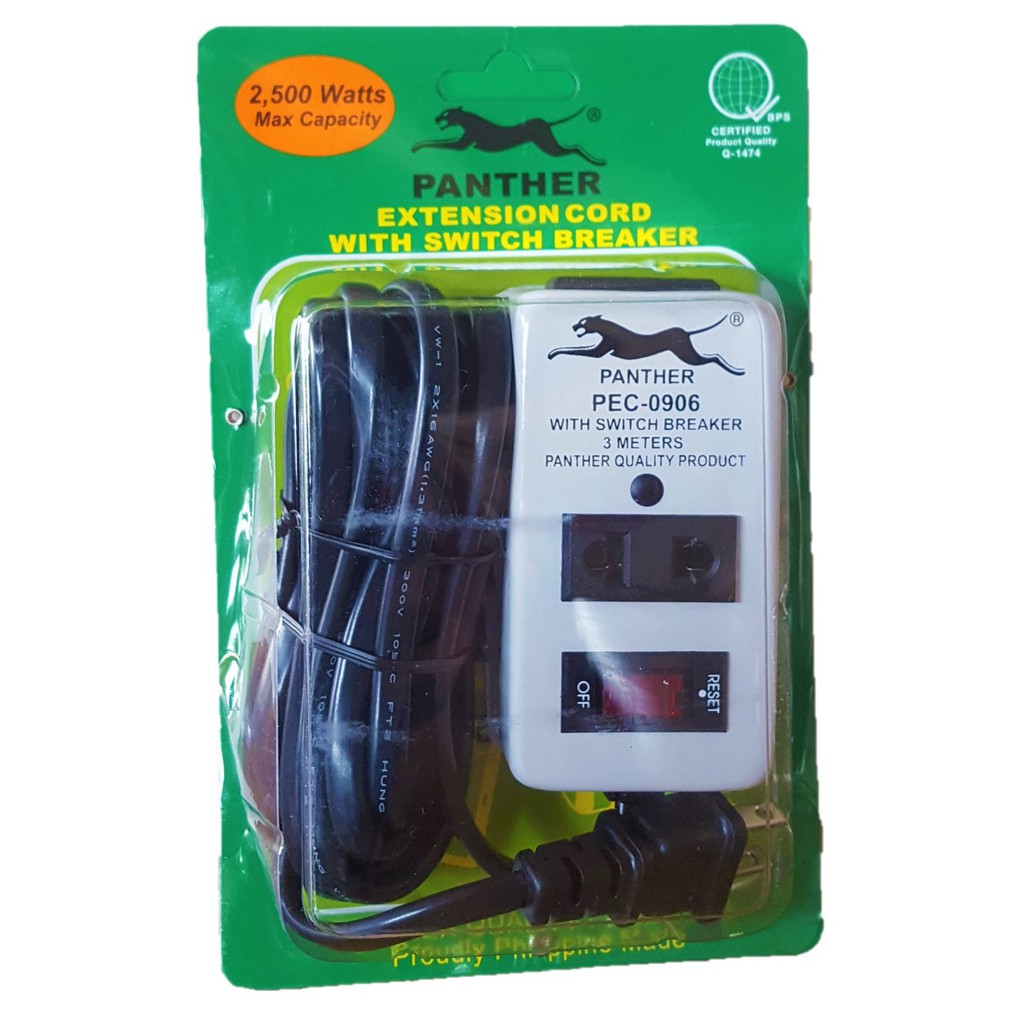 Panther Extension Cord with Switch Breaker 2 Outlet Set 3M PEC0906 ...