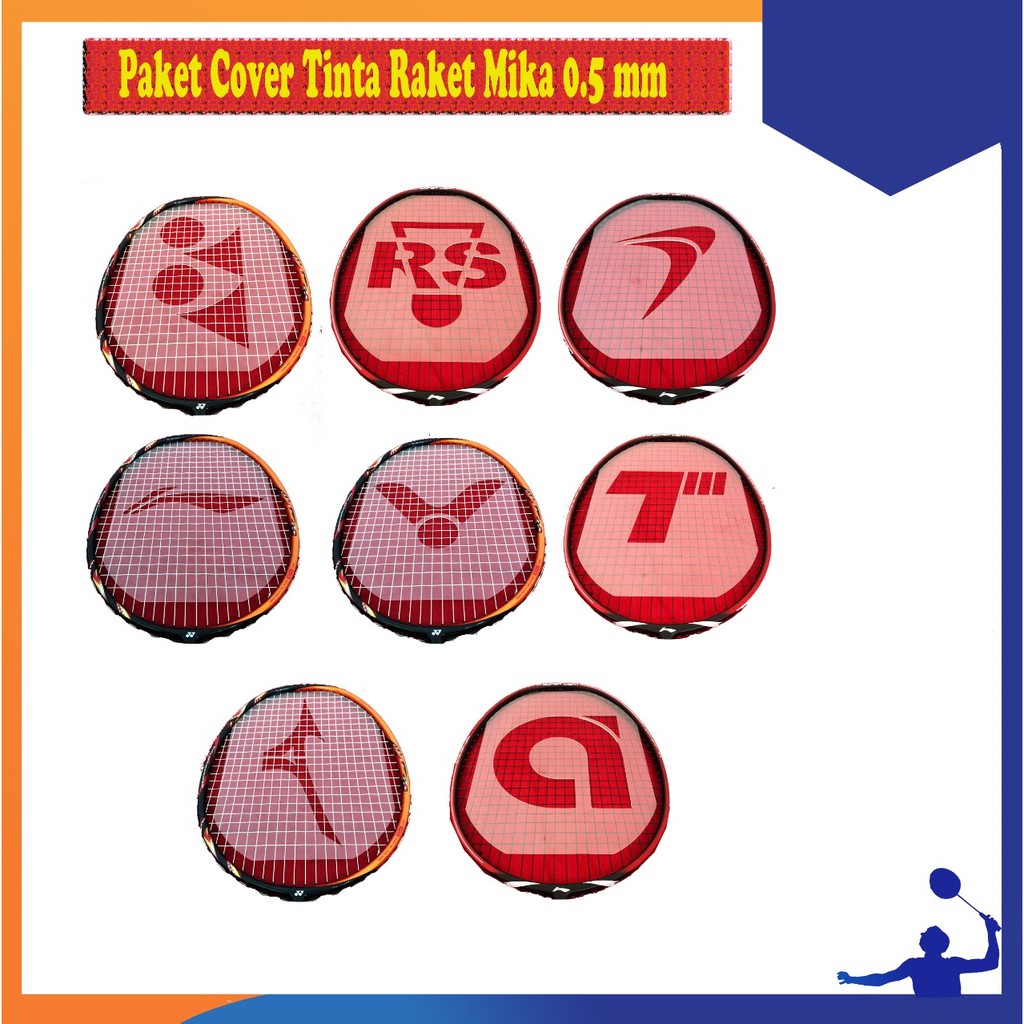 Badminton Cover Stencil Card Racket Logo Racket String Print (Mica ...