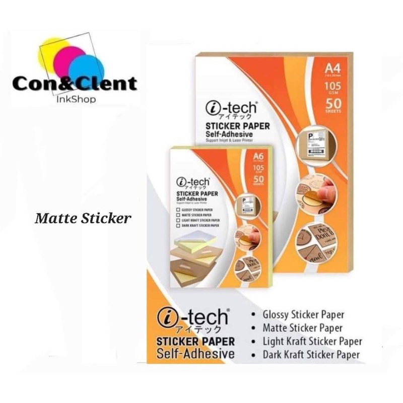 Itech Sticker Paper A4 size (50pcs/pack) matte or glossy | Shopee ...