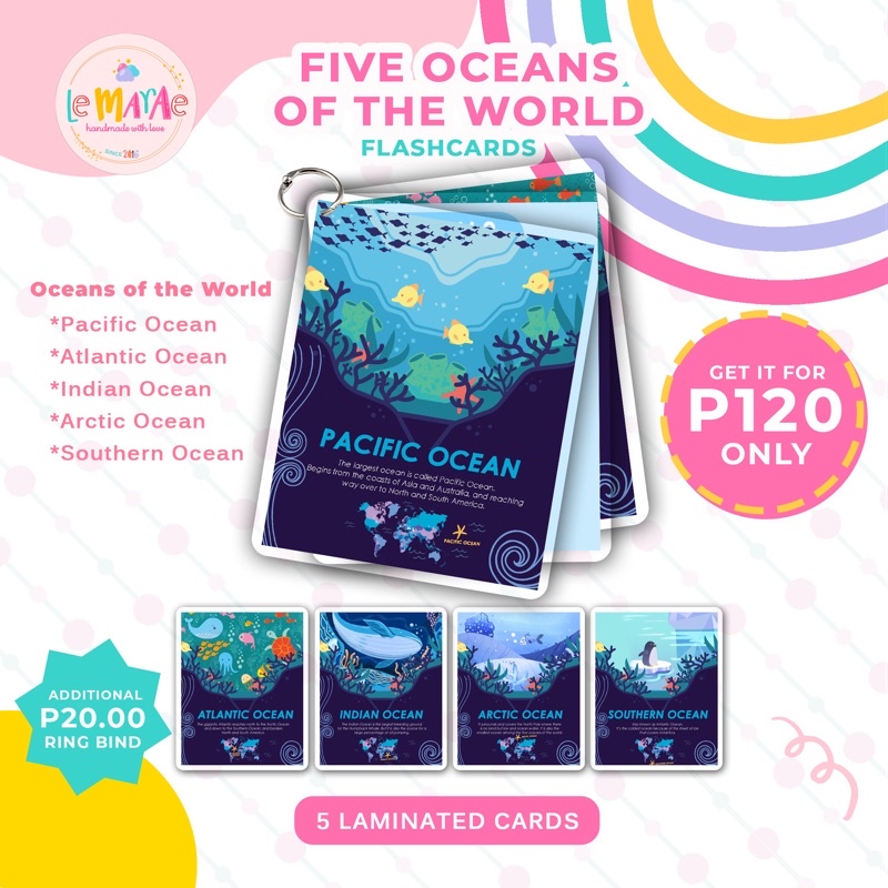 Le Marae Shop - Laminated Flashcards FIVE OCEANS OF THE WORLD | Shopee ...
