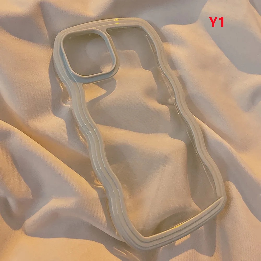 2 in 1 Simple Macaron Wave Frame Phone Case Compatible for IPhone 15 13 ...