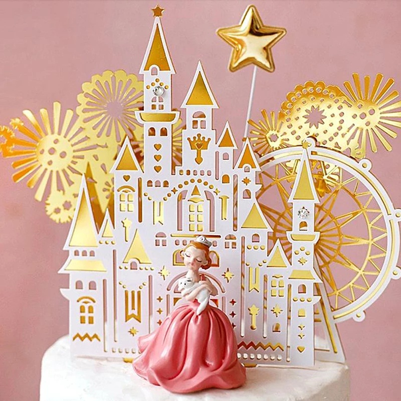 Castle Princess Fireworks Cake Topper Cupcake Baking Supplies Party ...