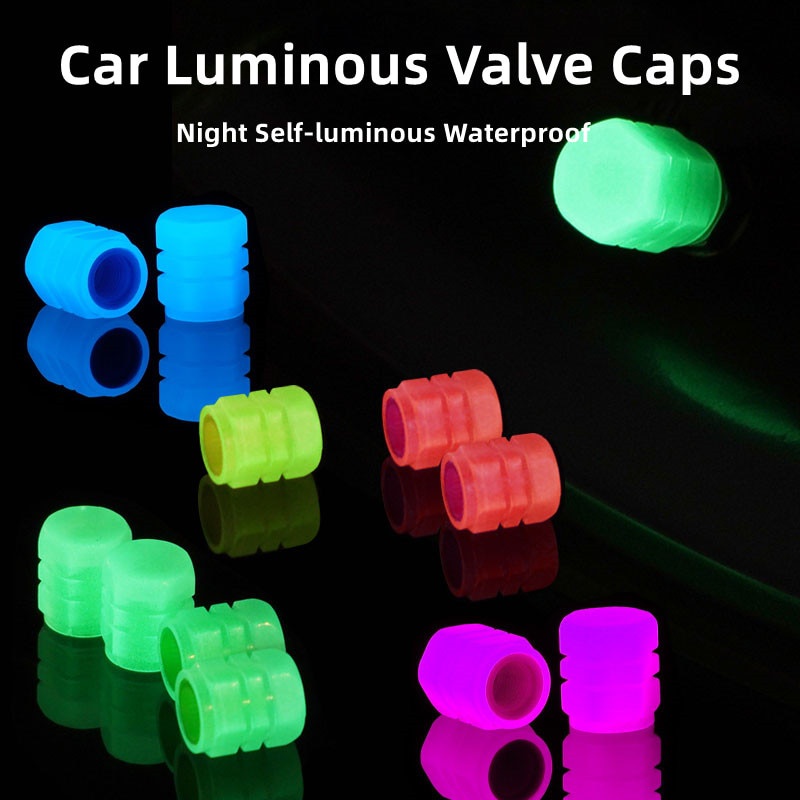 Car Wheel Luminous Valve Caps Fluorescent Night Glowing Tyre Hub ...