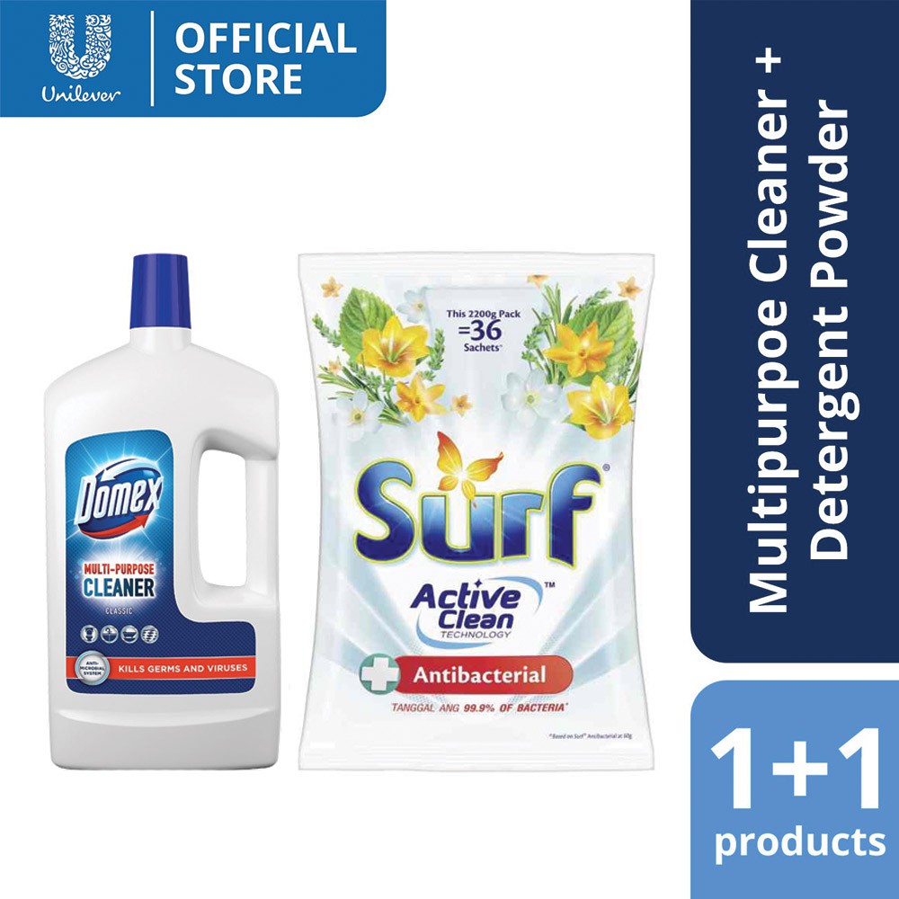 Domex Multi-Purpose Cleaner Classic 1L Bottle + Surf Antibacterial ...