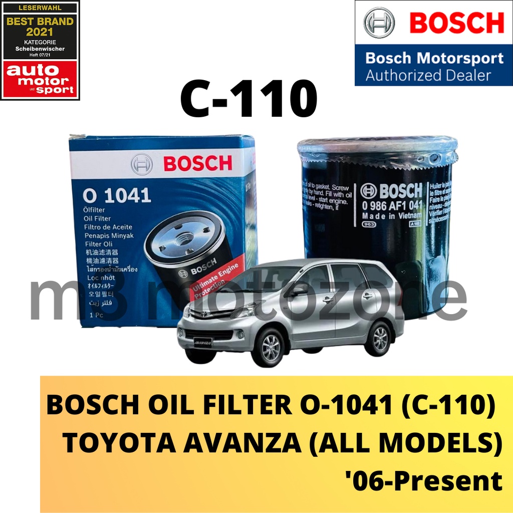 Bosch Oil Filter O-1041(C-110) set for Toyota Avanza 2004-2011 | Shopee ...
