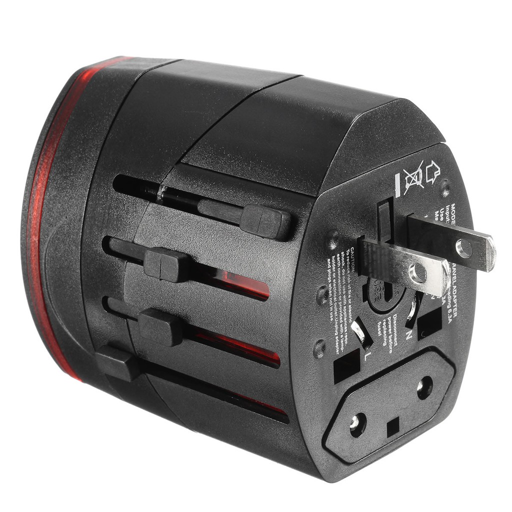 All in One Universal International Plug Adapter 2 USB Port World Travel AC Power Charger Adaptor ...