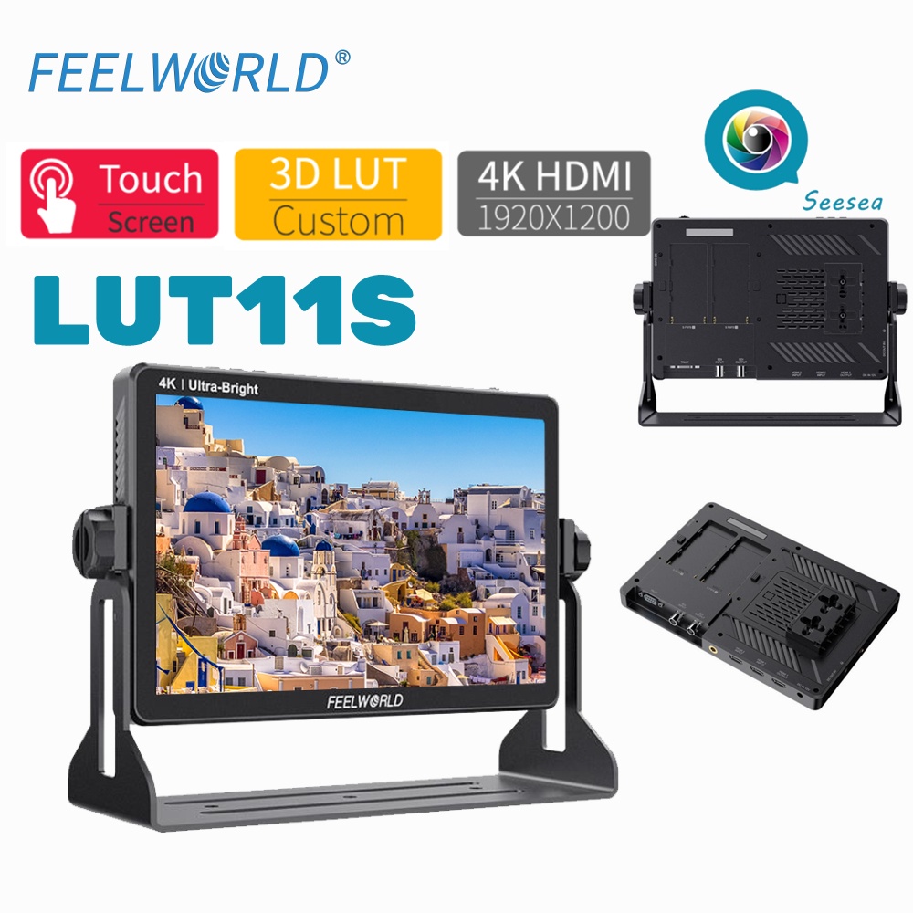 FEELWORLD LUT11S 10.1 Inch 2000nit Ultra Bright IPS Touch Screen 3DLUT 3G-SDI HDMI DSLR Camera ...