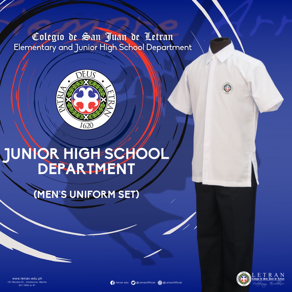 Letran JHS Male White Polo and/or Navy Blue Pants | Shopee Philippines