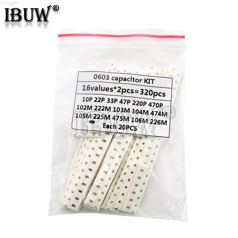 16values*20PCS=320PCS 0603 SMD Capacitor assorted kit 10pF-475M ...