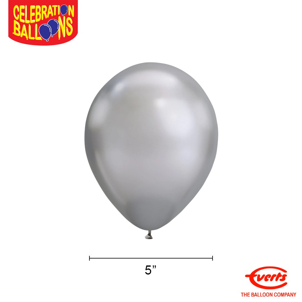 Celebration Balloons 3 pcs. Latex - 5 inches Metallic Balloon (Silver ...