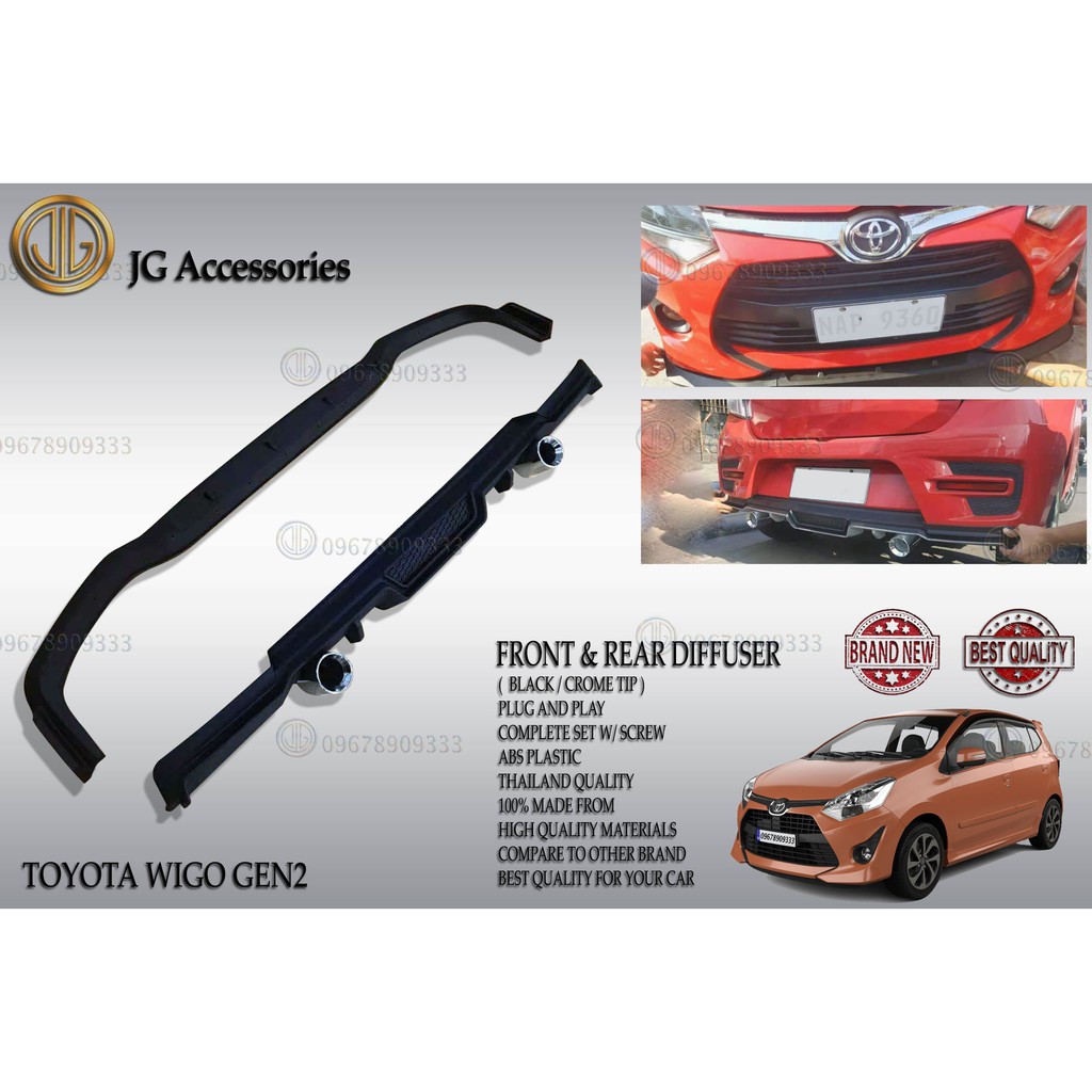 TOYOTA WIGO GENERATION 2 2016-2020 FRONT AND REAR DIFFUSER BLACK SILVER ...