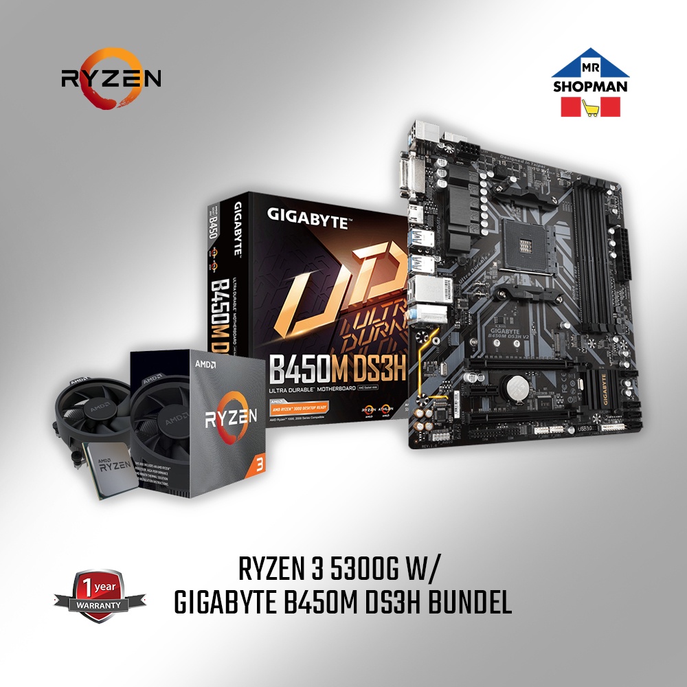 AMD Ryzen 3 5300G Processor w/ Gigabyte B450M DS3H Wifi Motherboard ...