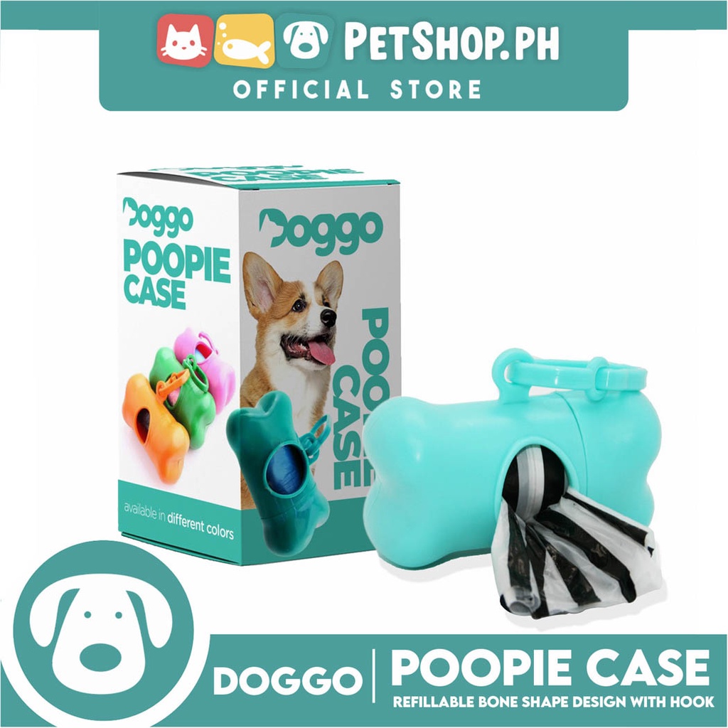 Doggo Poopie Case With Portable Hook (Mint Green) Pet Poo Plastic ...