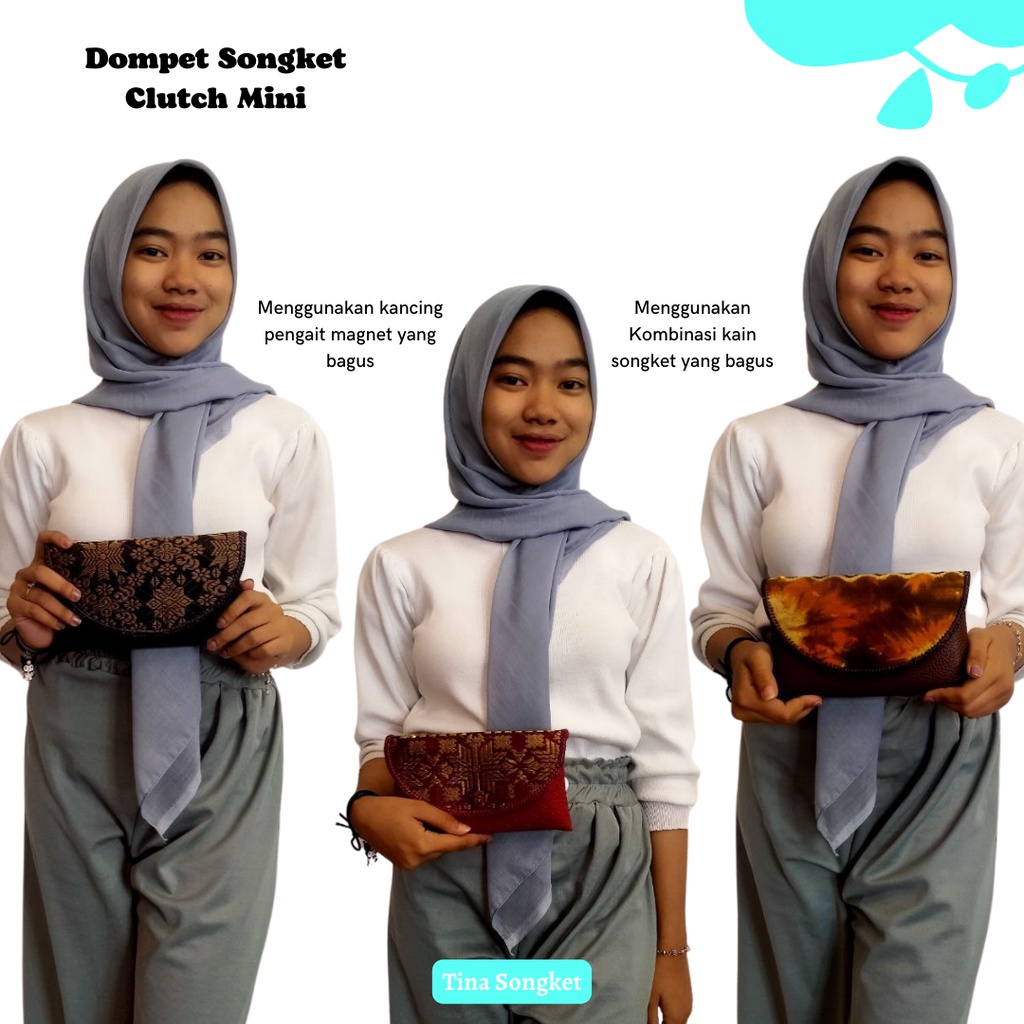 Leather Mini Clutch Songket Wallet Various Motifs And Colors - Tina ...
