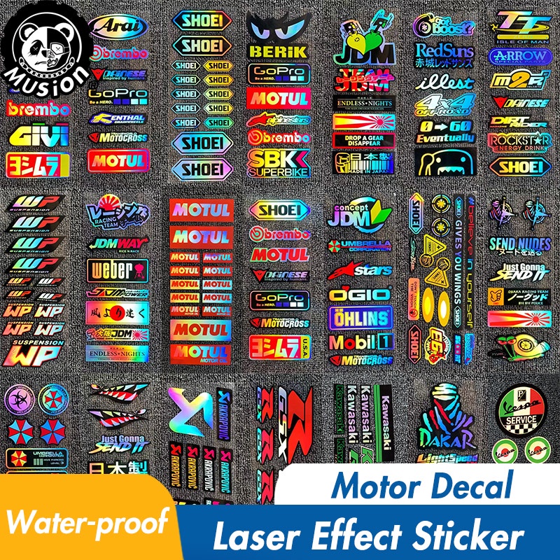 Motorcycle Laser Sticker Set Holographic Helmet Decal Side Strip Fender ...
