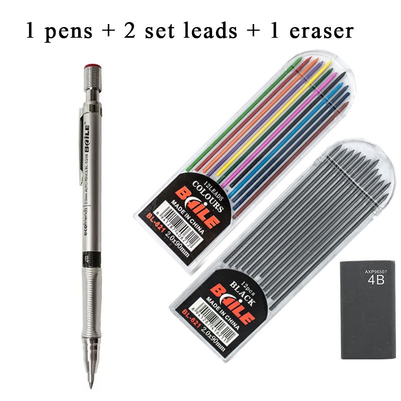 2.0 mm Mechanical Pencils Set 2B Automatic Student Pencils Gray/color ...