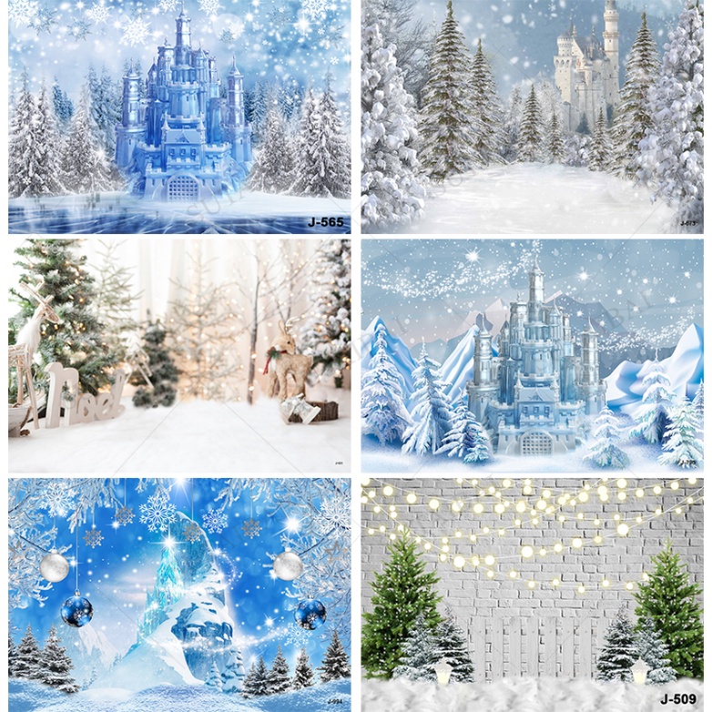 2024 NEW Winter Ice Castle Photography Backdrop Snowy Frozen Wonderland ...