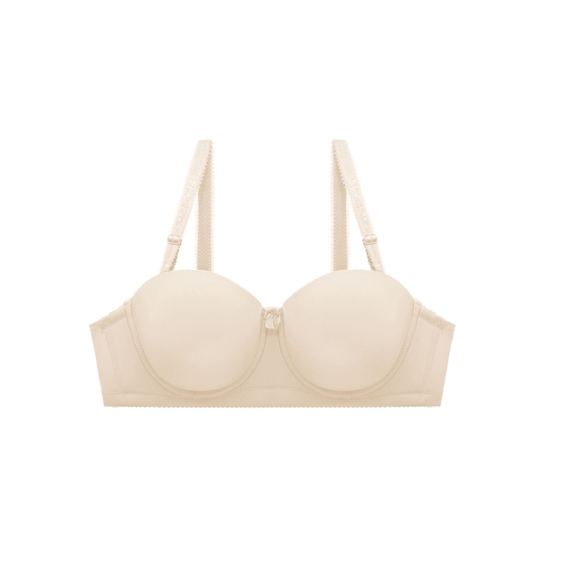 PARIFAIRY Black Beige 38C 40C 42C 44C Strapless Bra With Wire Padded ...
