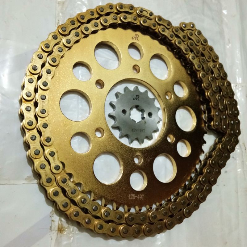 AR 15T-49T 50T 51T Gold Steel Motorcycle Sprocket Chain Set Yamaha TFX ...