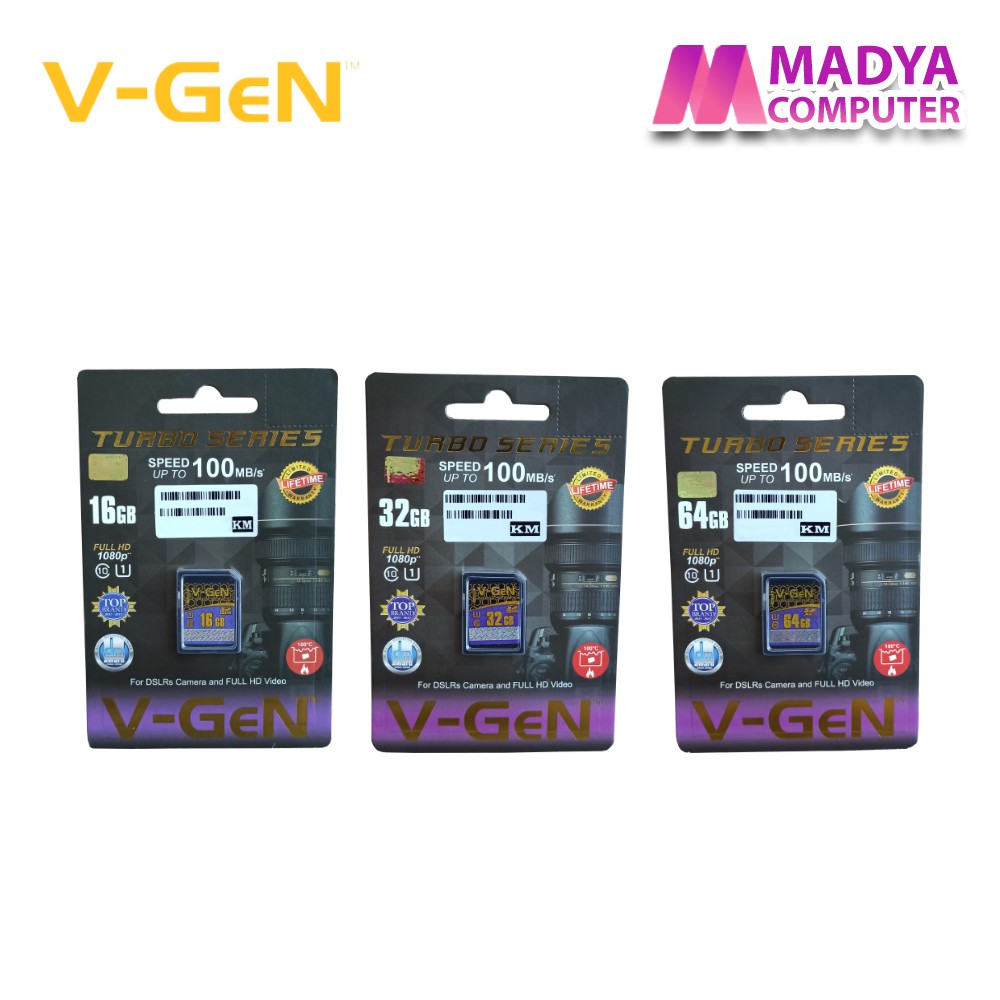 Memory Card V-GeN Turbo Series Class 10 SDHC (16GB/32GB/64GB/128GB ...