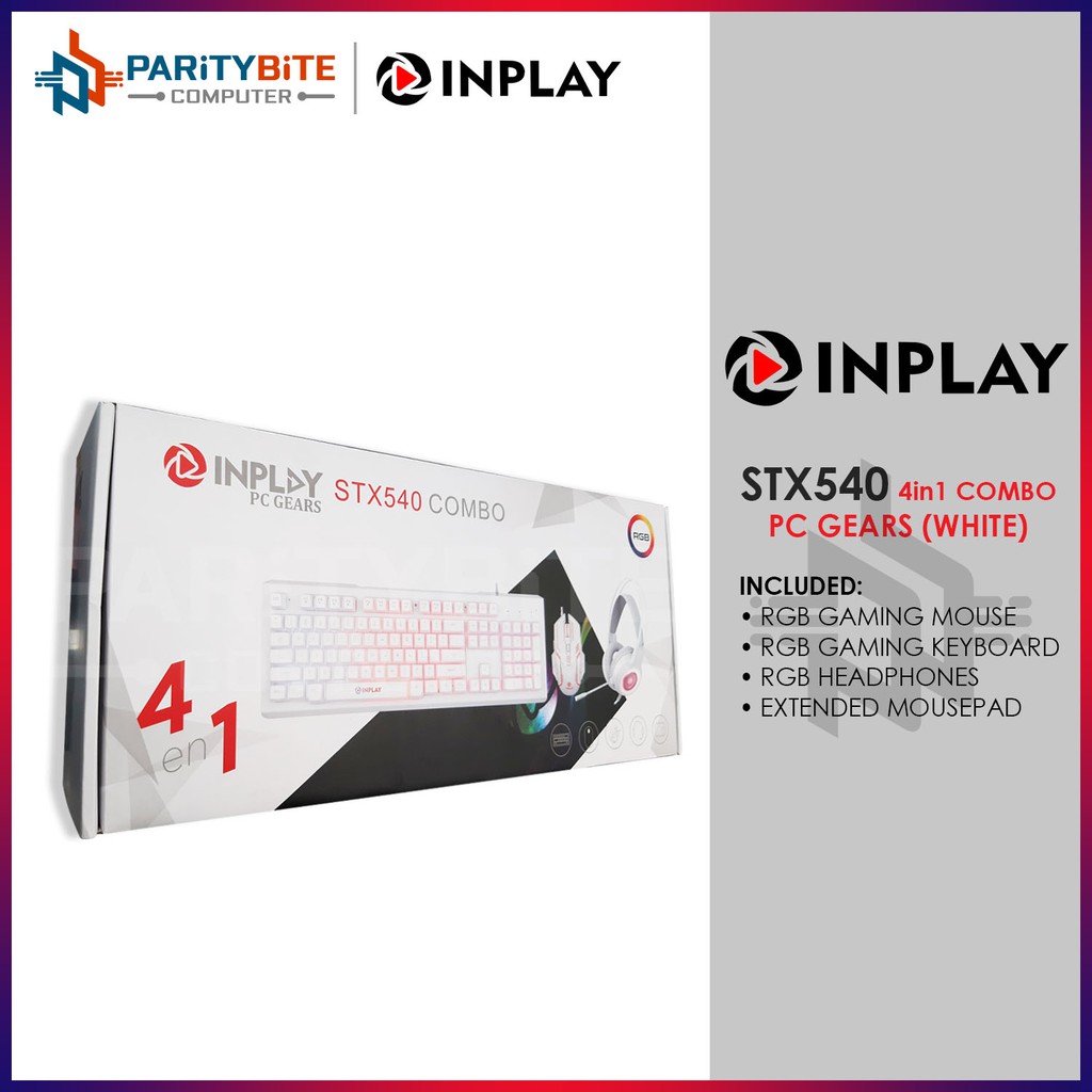 INPLAY STX540 White Combo Gaming Keyboard, Mouse, Headset and gaming ...