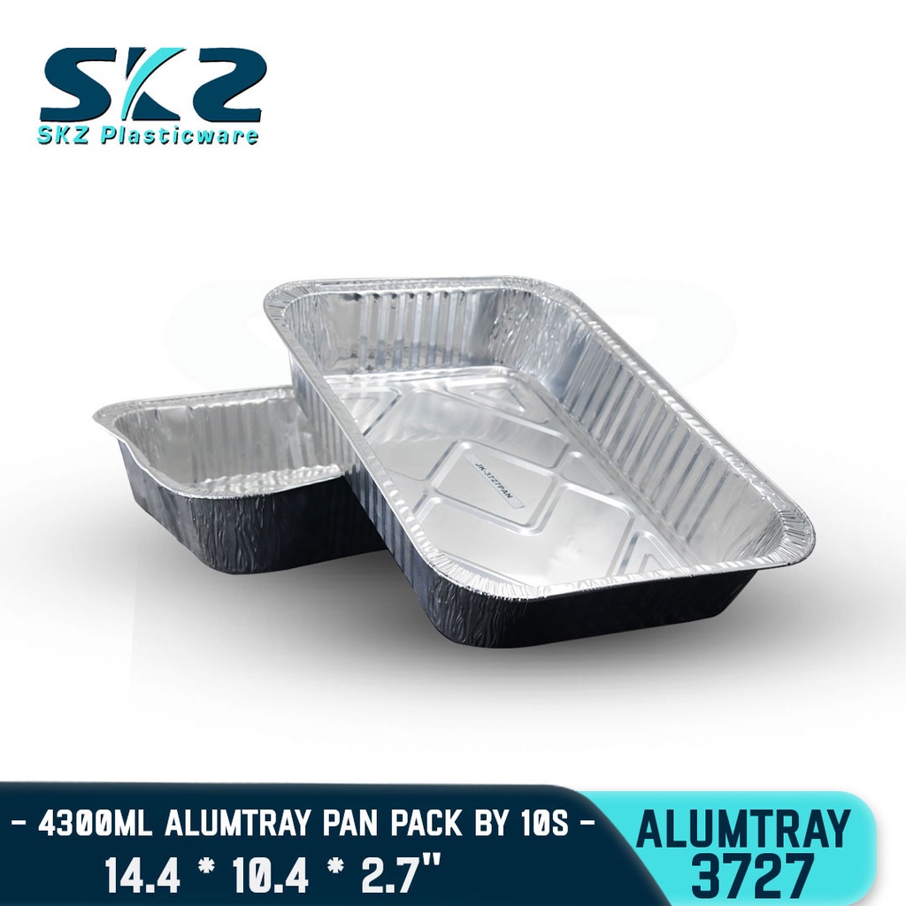 SKZ 1BOX ALUMINUM FOIL TRAY 4300ML [3727] RECTANGULAR ALUMTRAY WITH LID 1000PCS | Shopee Philippines