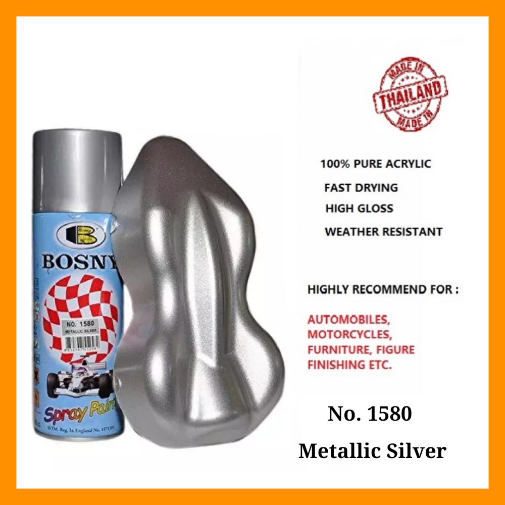 Bosny No. 1580 Metallic Silver Acrylic Spray Paint 100% Authentic made ...