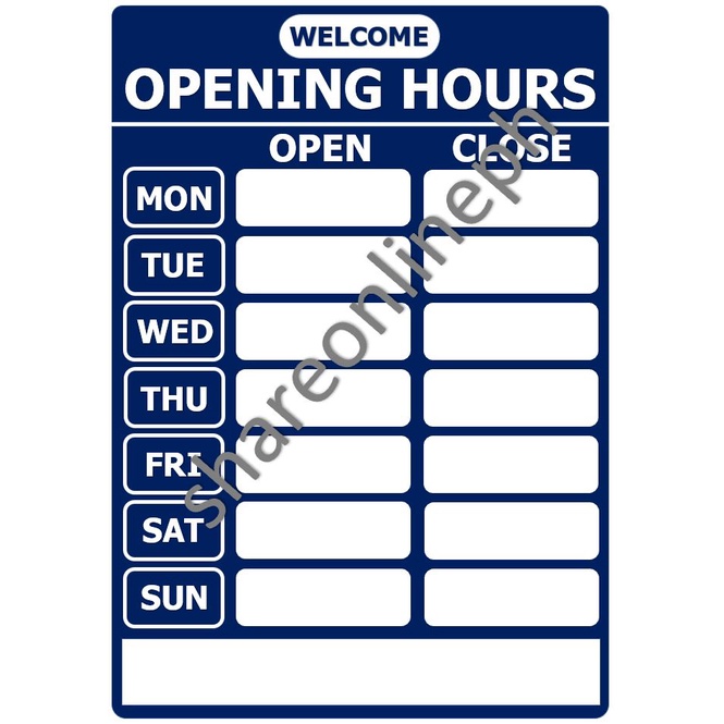 Laminated Signages | Opening Hours | Signage | Business Hours | Sign ...
