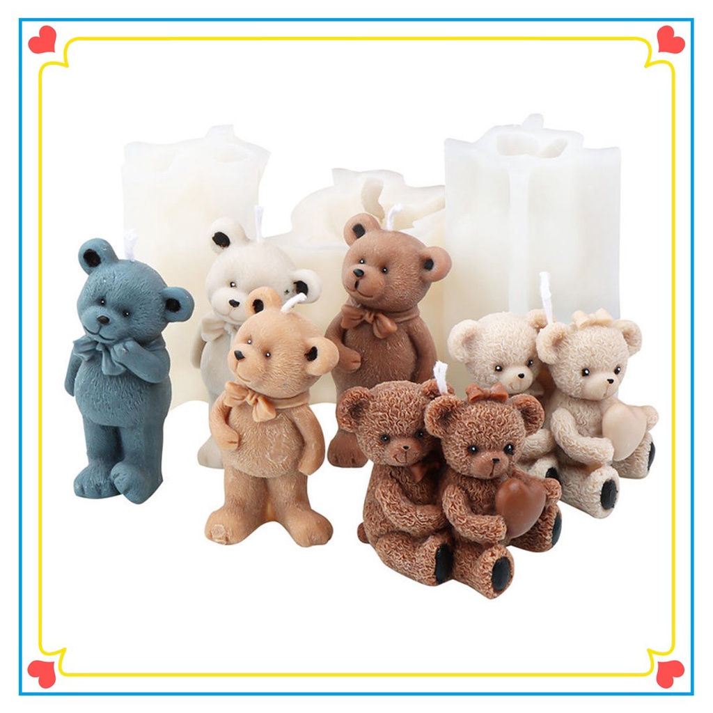 3D Cute Bear Candle Molds Silicone, DIY Bear Shape Molds for Candle ...
