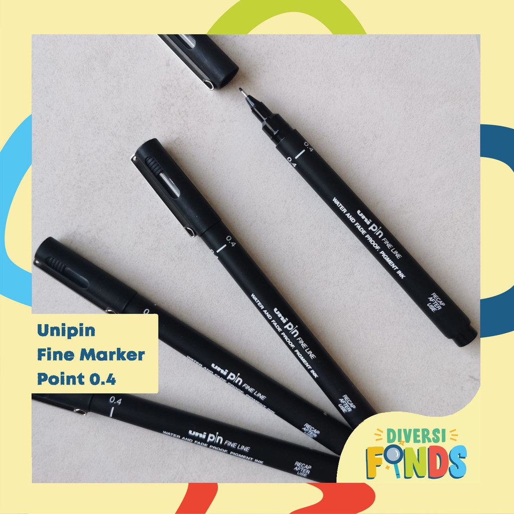 Unipin Uni pin Fine Line Drawing Pen BLACK- Water and Fade Proof ...