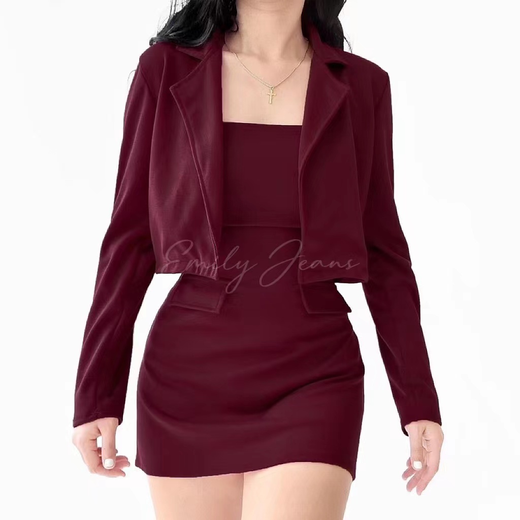 EMILY Spaghetti Dress with Blazer 2 in 1 Office Outwear New Trend 10656 ...