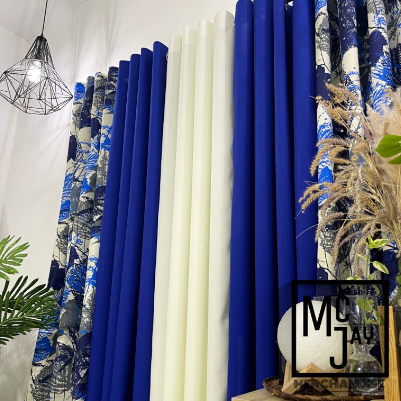 MCJAY - 5in1 Blue Forest Leaves Ring Curtain Set (6ft/7ft) - Sold per ...