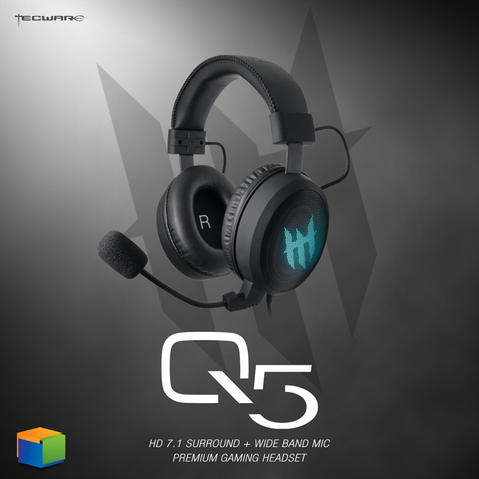 Tecware Q5 HD 7.1 Surround + Wide band Mic Premium Gaming Headset RGB ...