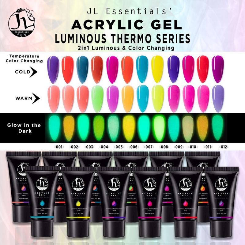 New JL Essentials Acrylic gel/ Polygel 2 in 1 luminous and temperature ...