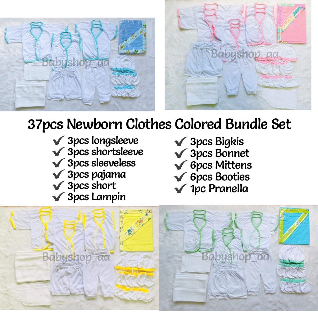 37pcs Newborn clothes Colored bias Ordinary set Baru baruan Tie side ...