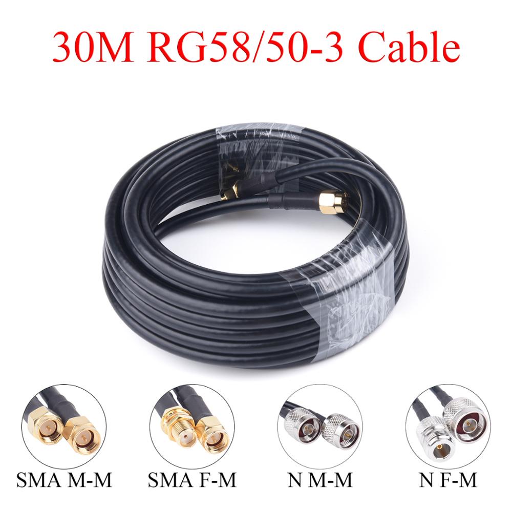 30M RG58/50-3 RF Coaxial Cable SMA/N Female/Male to Male Extension Wire For 4G LTE Cellular ...