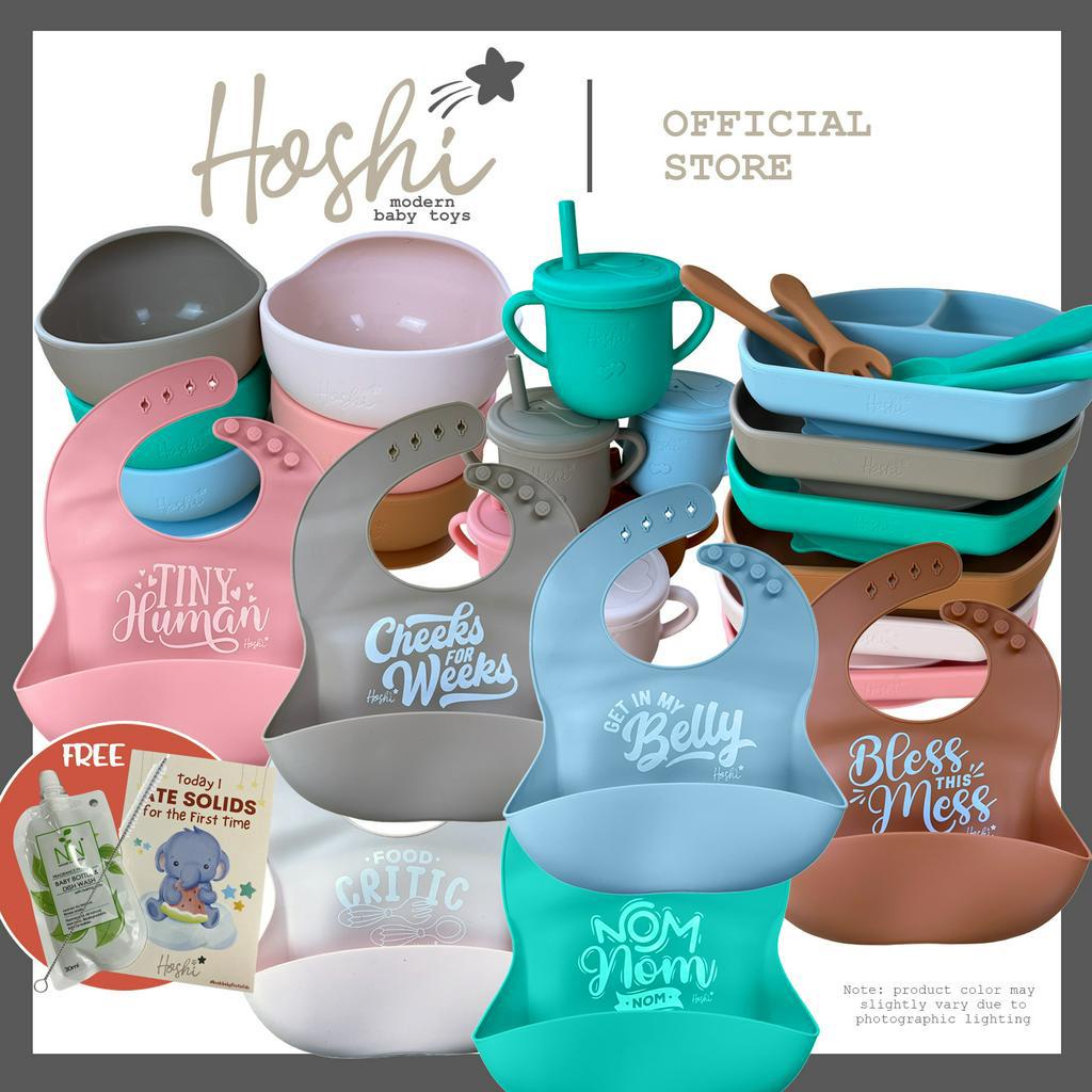 Hoshi Baby 6pc Statement Silicone Feeding Set, Hoshi Exclusive 100% ...
