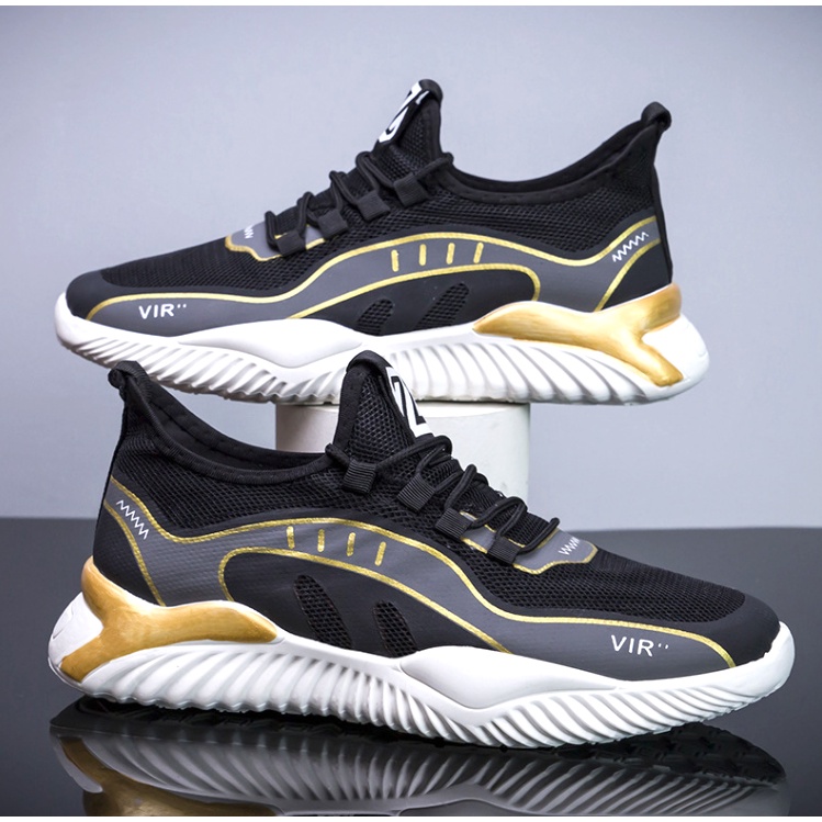 JEIKY. Men's "VIR" Golden Bottom Version Sneakers Mid-Cut Shoes #M859 ...