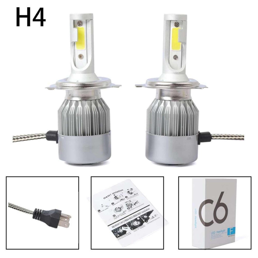 (ORIGINAL) C6 2PCS Headlight LED H4 6500K Cree Hi/low Kits(WHITE) LED ...