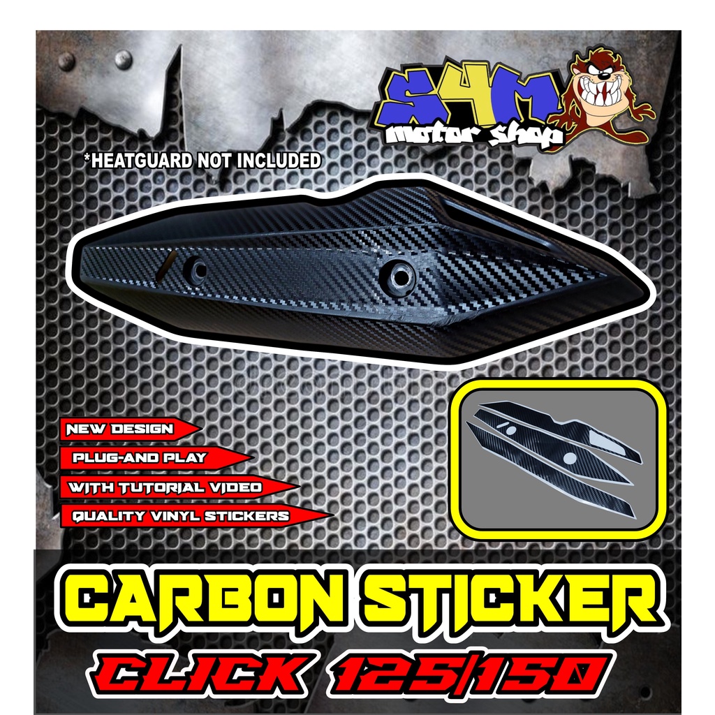 MATTE CARBON STICKER for Stock Heatguard Click V2 / V3 125/150 ~Anti ...
