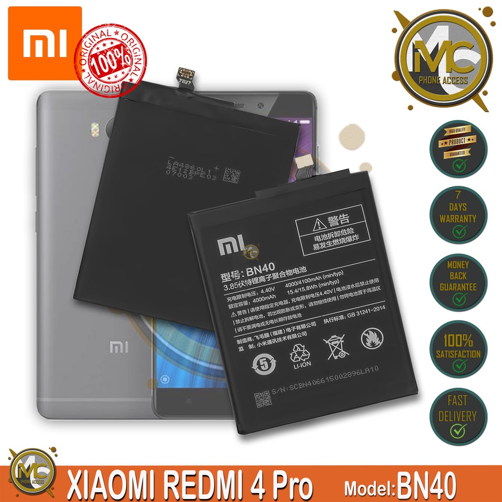 Xiaomi Battery for Redmi 4 Pro Redmi 4 Prime (model:BN40) Original ...