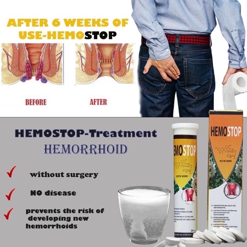 HEMOSTOP- Almoranas/Hemorrhoid Treatment | 20 Effervescent | Shopee ...