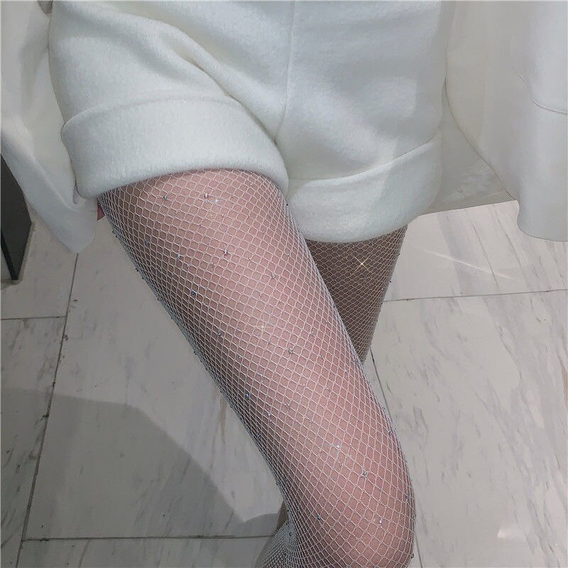 Women's Sexy Diamonds Tights Rhinestone Mesh Bling Mesh Socks Shiny ...