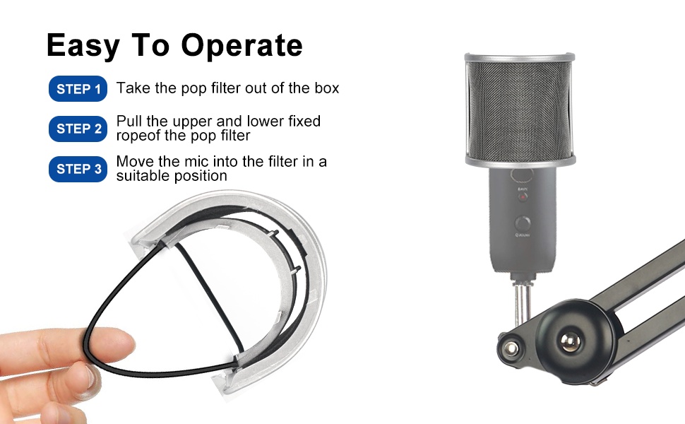 Pop Filter, PEMOTech [Upgrade Three Layers] Metal Mesh & Foam & Etamine ...
