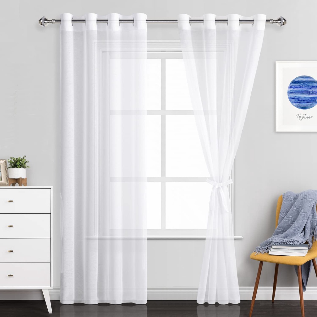 Curtains White Sheer - Grommet Semi Transparent Window Curtain Drapes ...