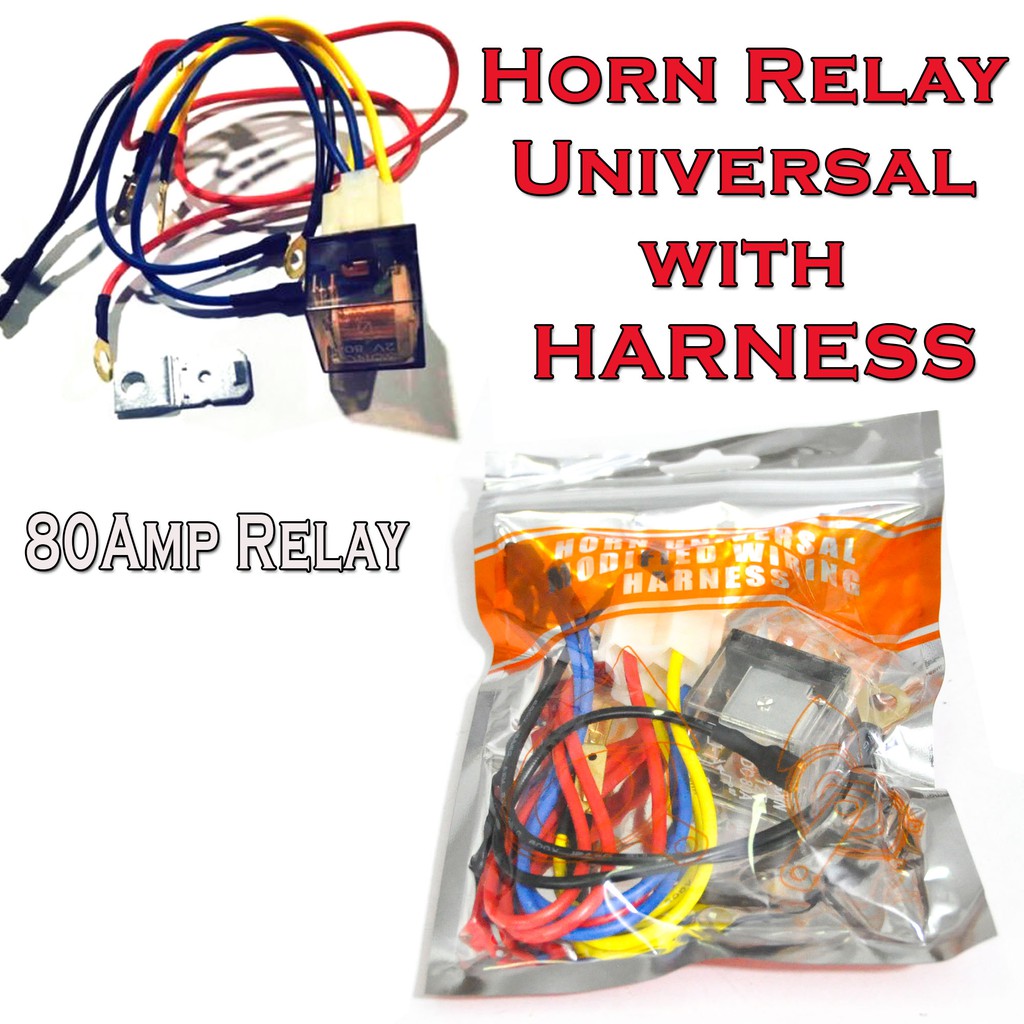 Horn Relay with Socket Harness universal modified wiring Horn 12V 80Amp ...